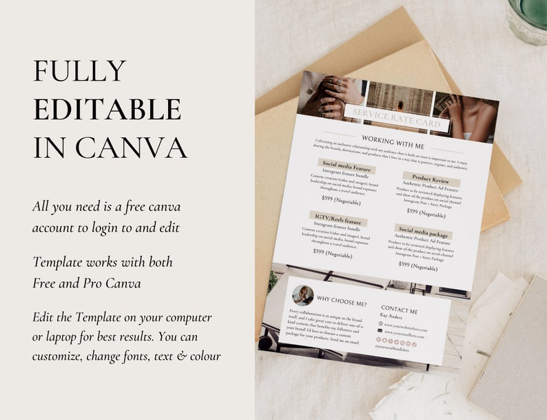 Content Creator Rate Card, Price Sheet Canva Template, Influencer Rate ...