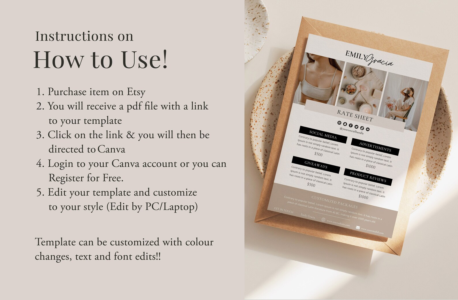Rate Card Price Sheet Canva Template Influencer Rate Card Etsy rate-card-price-sheet-canva-template-influencer-rate-card-etsy
