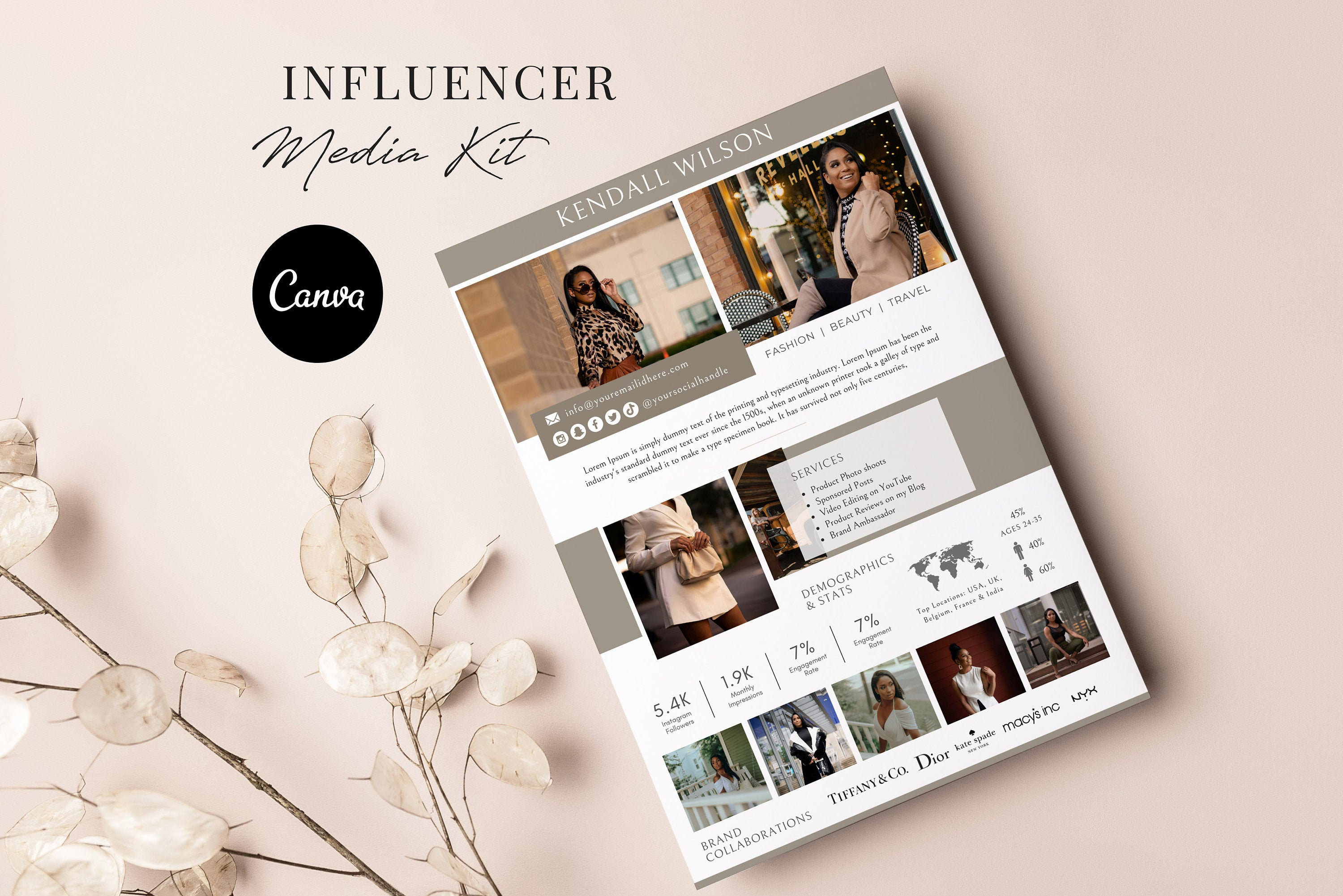 Influencer Media Kit, Media Kit Canva, Media Kit Template, Social Media ...