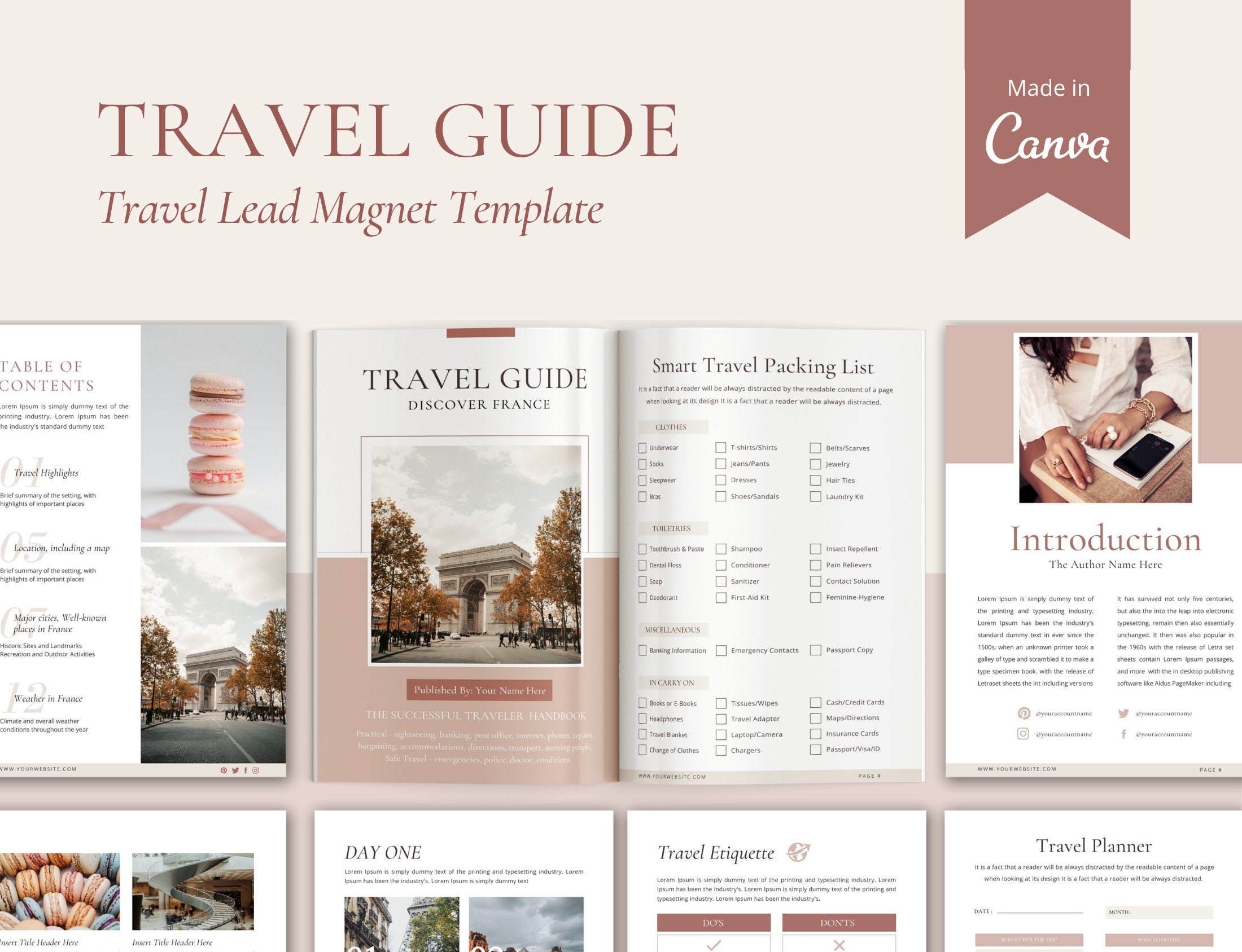 Travel Guide Lead Magnet, Travel Opt in Freebie, Travel Workbook Canva ...