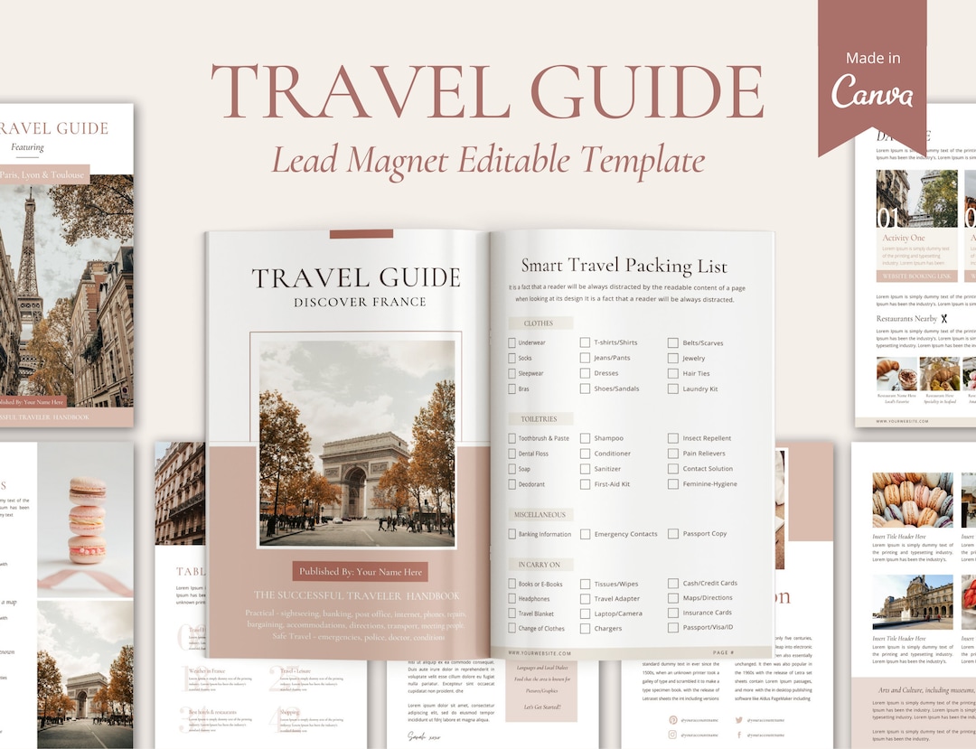 Travel Guide Lead Magnet, Travel Opt in Freebie, Travel Workbook Canva ...