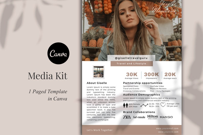 Media Kit Template, 1 Page Instant Download, Editable Press Kit ...