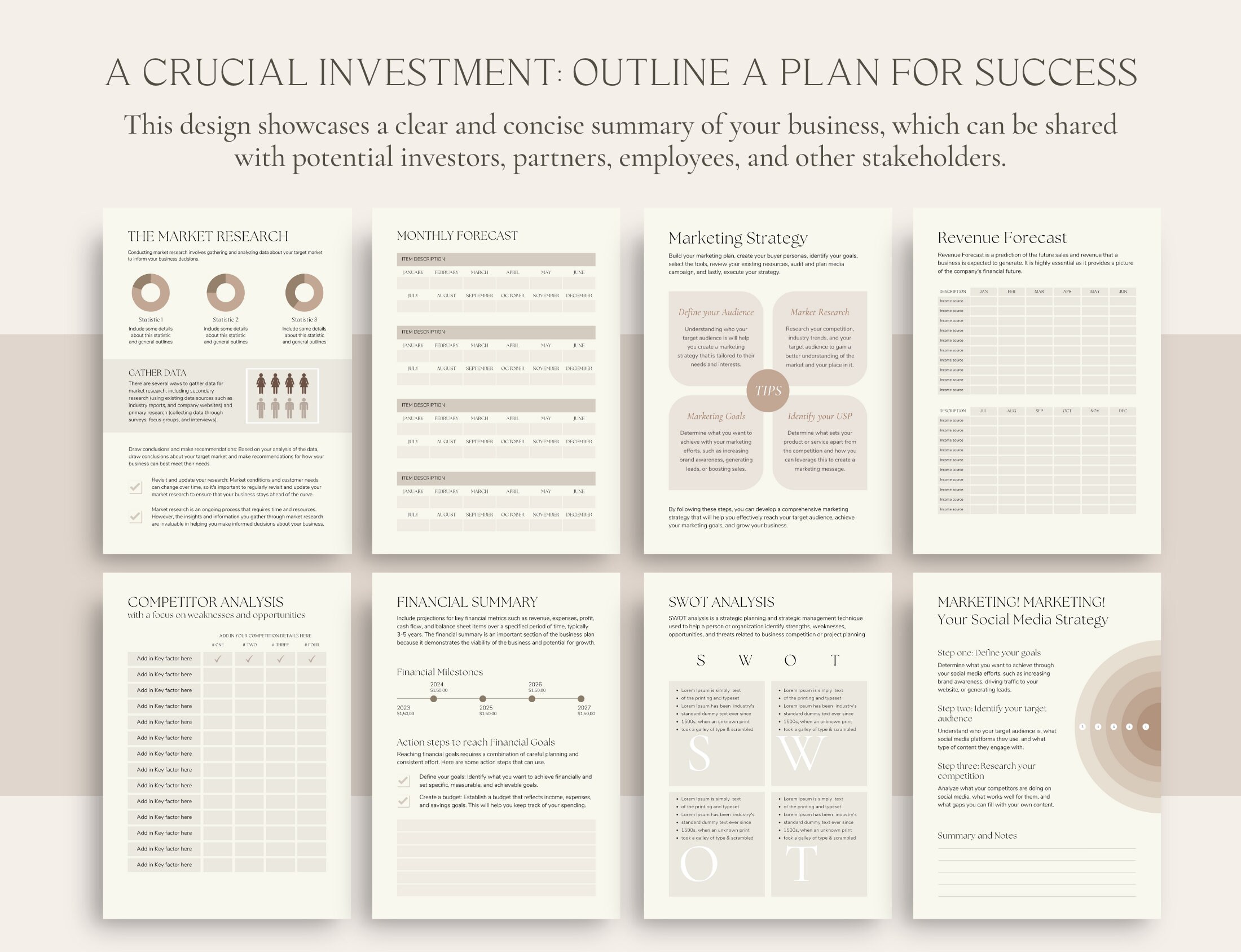 Business Plan Template, Start up Business Plan, Small Business Owner ...