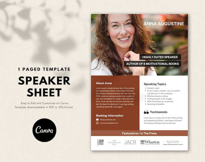 Speaker Sheet and Digital Business Card Bundle | Professional Speaker ...