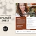 Speaker One Sheet, Speaker Sheet, One Sheet Template, Speaker Sheet ...