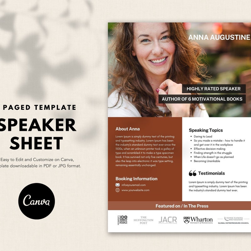 Speaker One Sheet - Etsy