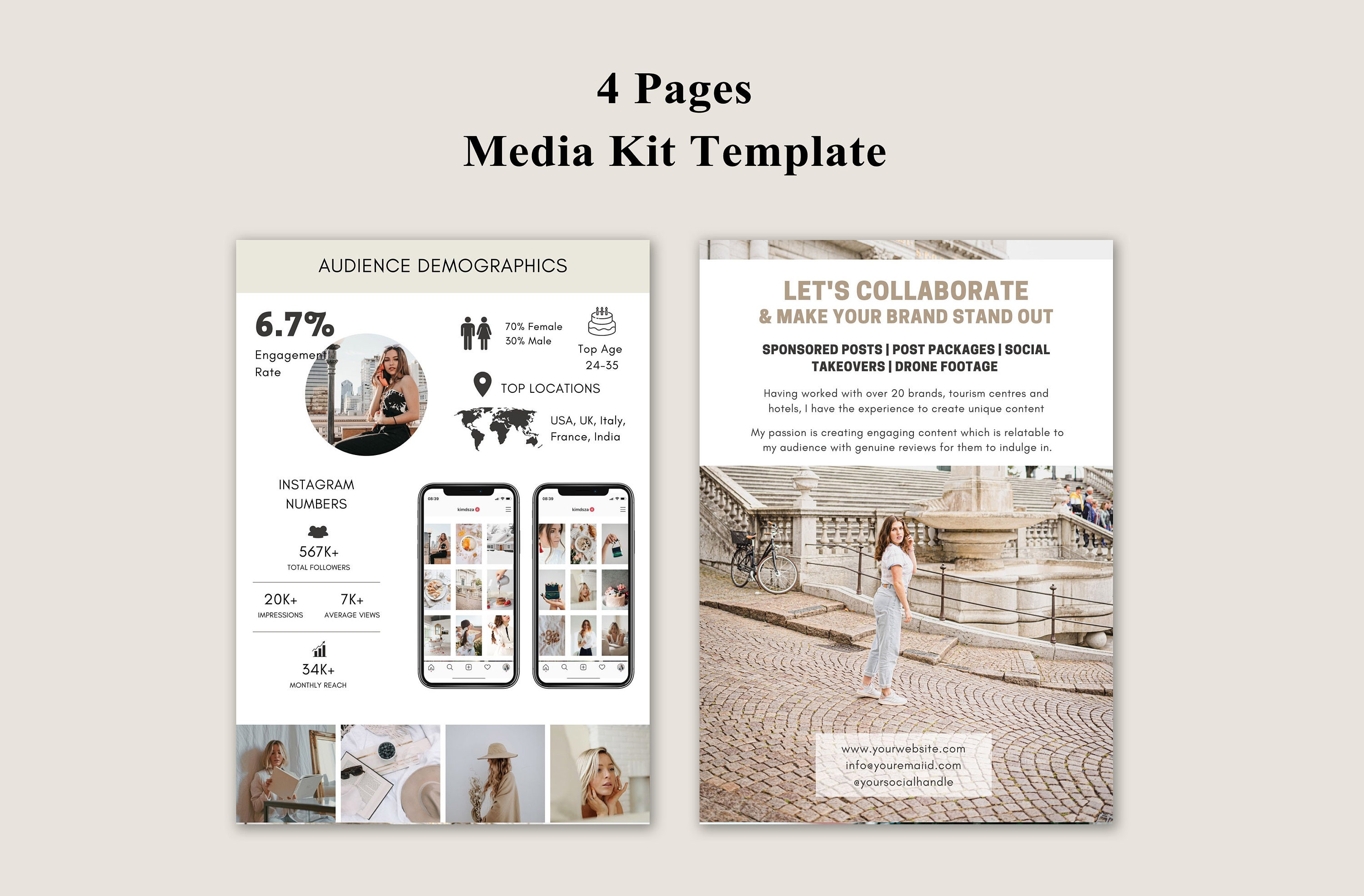 Media Kit Template, Media Kit Canva, Editable Press Kit, Professional ...