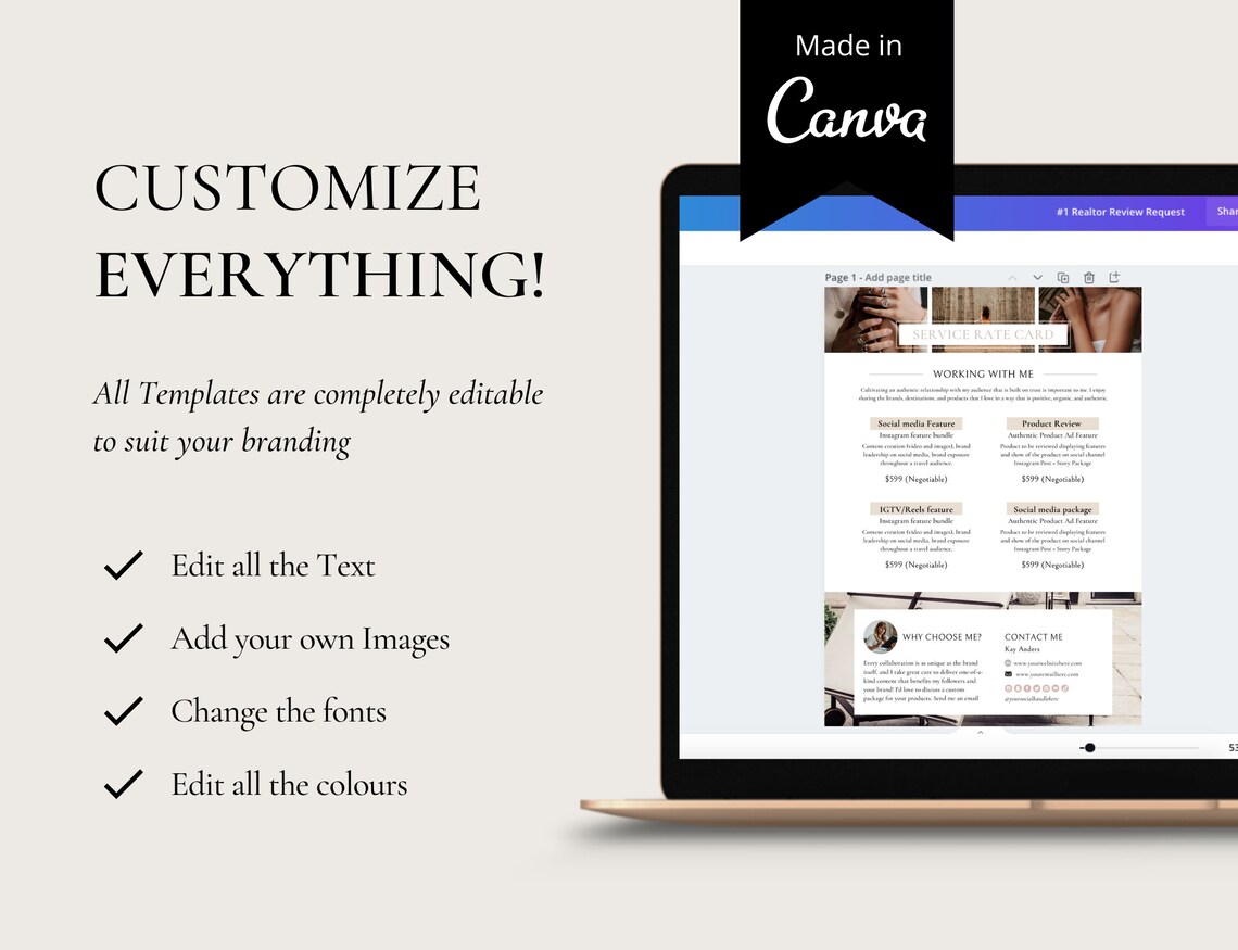 Content Creator Rate Card, Price Sheet Canva Template, Influencer Rate ...