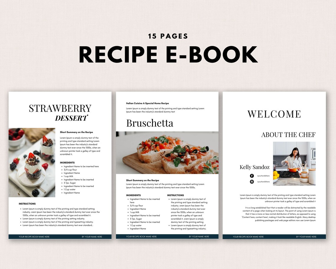 Recipe Template, Recipe Ebook, Food Blogger, Recipe Ebook Canva ...