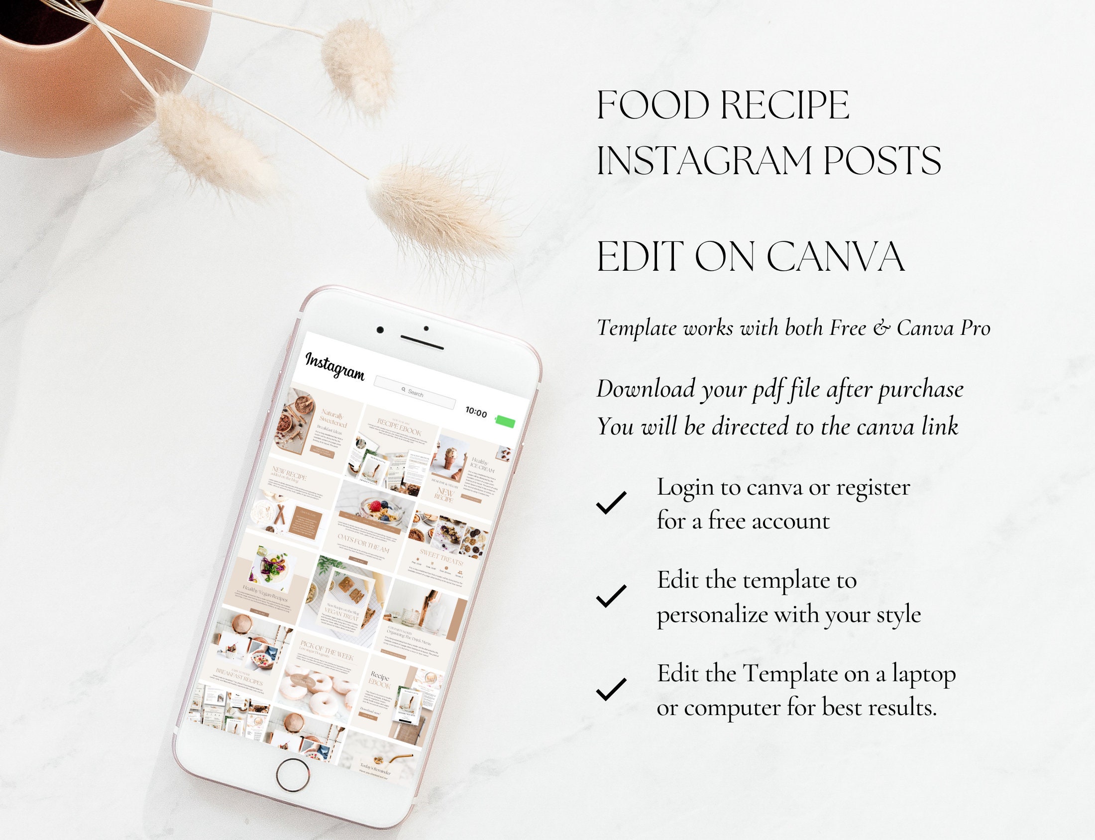 Food Instagram Posts, Recipe Instagram Canva Posts, Food Blogger Social ...