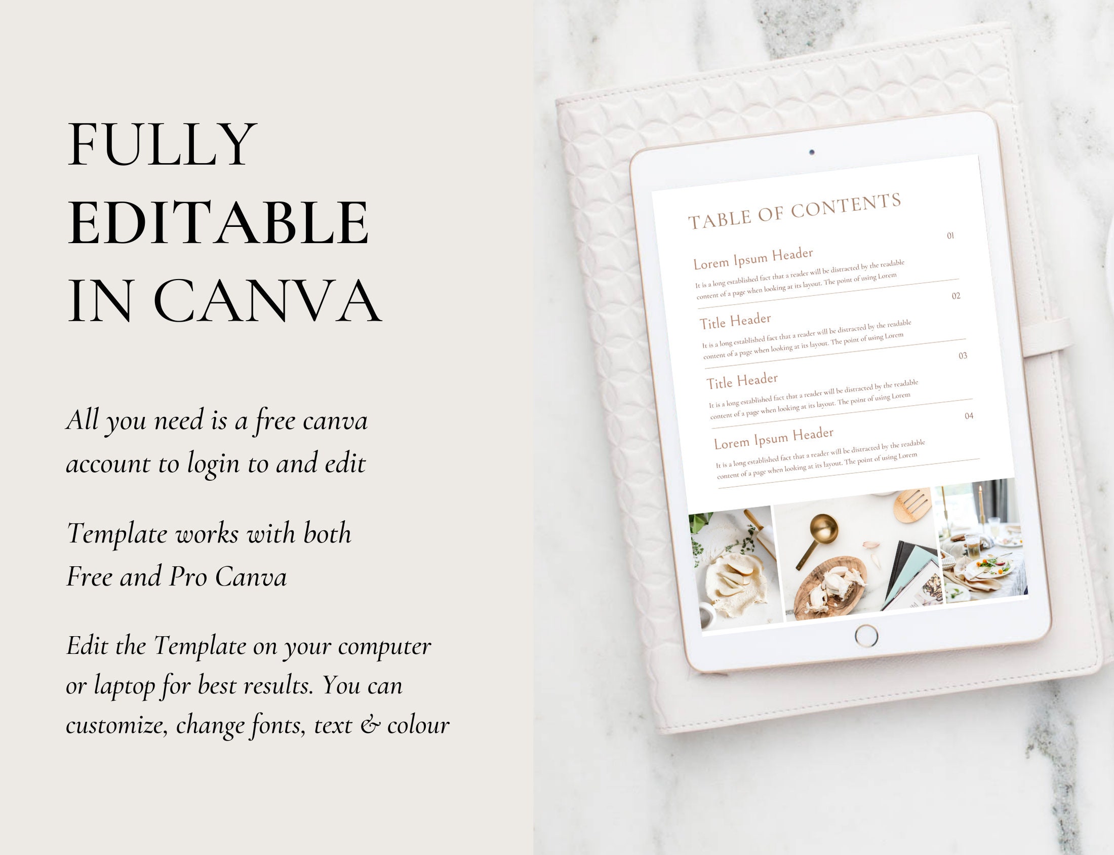 Recipe Cookbook Template, Food Content Creator Canva Template, Editable ...