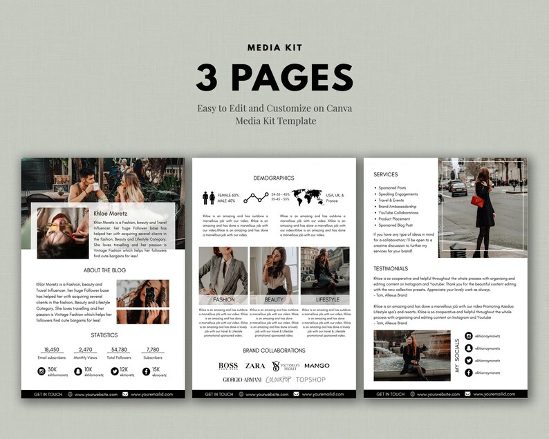 Influencer Media Kit, Media Kit Canva, Media Kit Template, Social Media ...