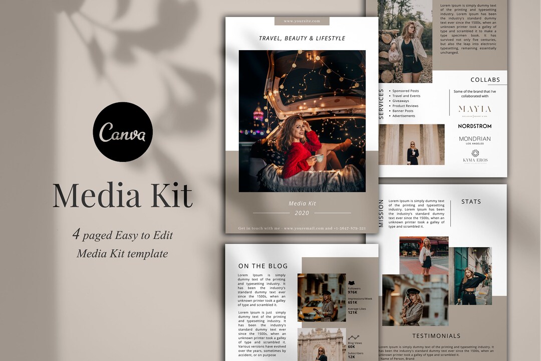 Media Kit Template, Media Kit Canva, Instant Download, Editable Press ...