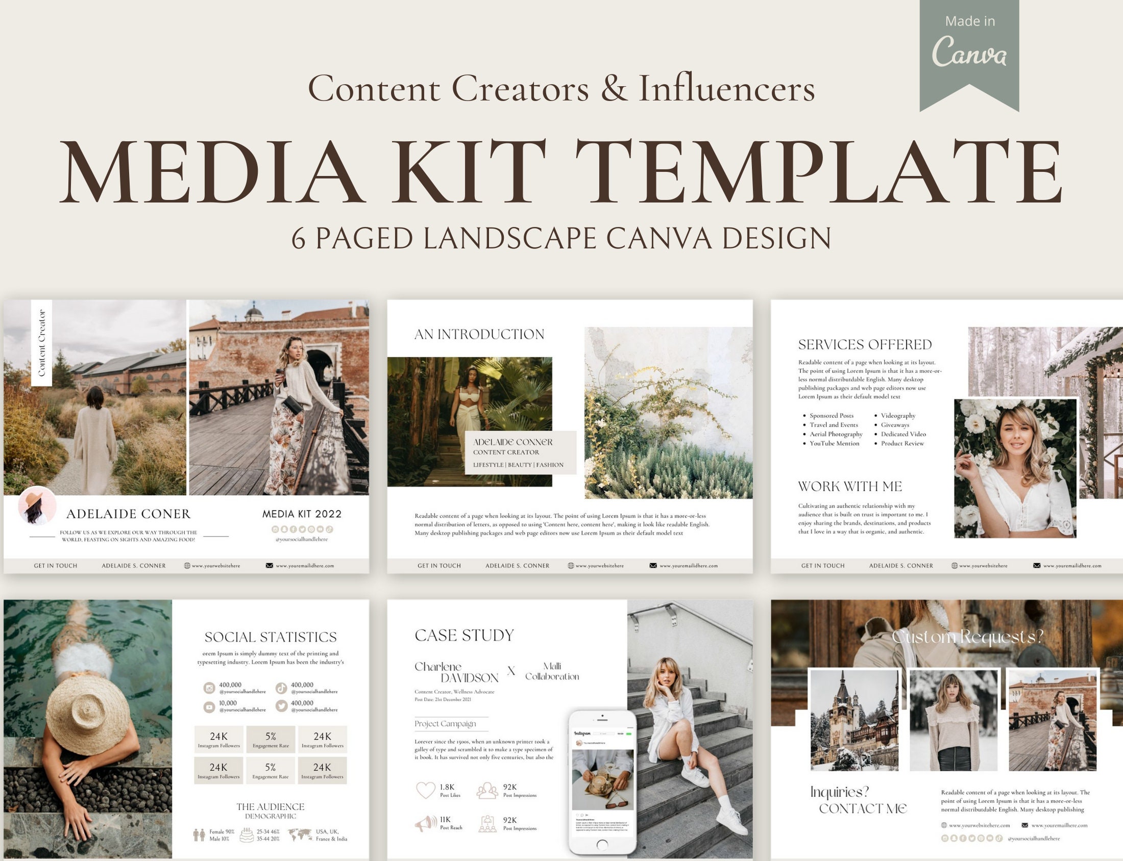 Influencer Media Kit Canva Template, Social Media Influencer, Blogger ...