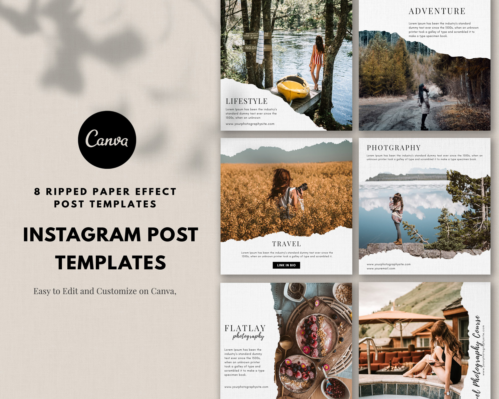 Instagram Post Templates | Ripped Paper Effect | Instagram Canva ...