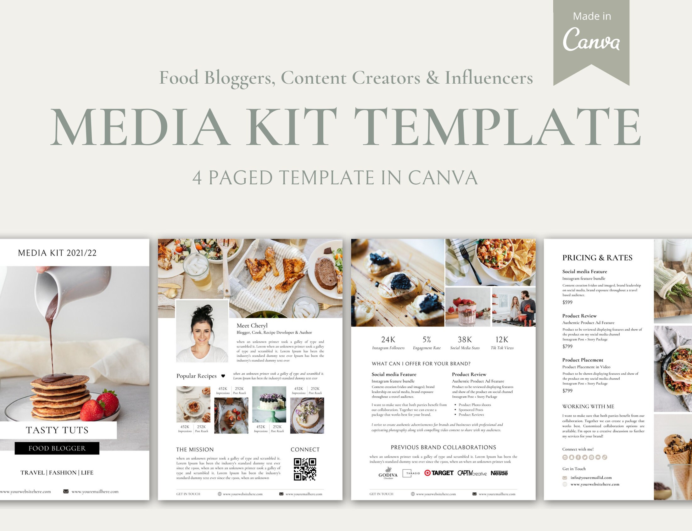 Content Creator Media Kit, Influencer Media Kit Canva Template, Social ...