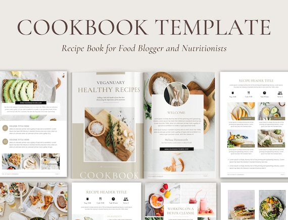 Cookbook Template Recipe Canva Template Recipe Design Food | Etsy