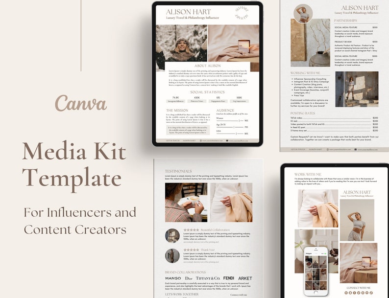 Media Kit Template | Influencer Media Kit | Tik Tok Content Creator | Canva Media Kit - Etsy
