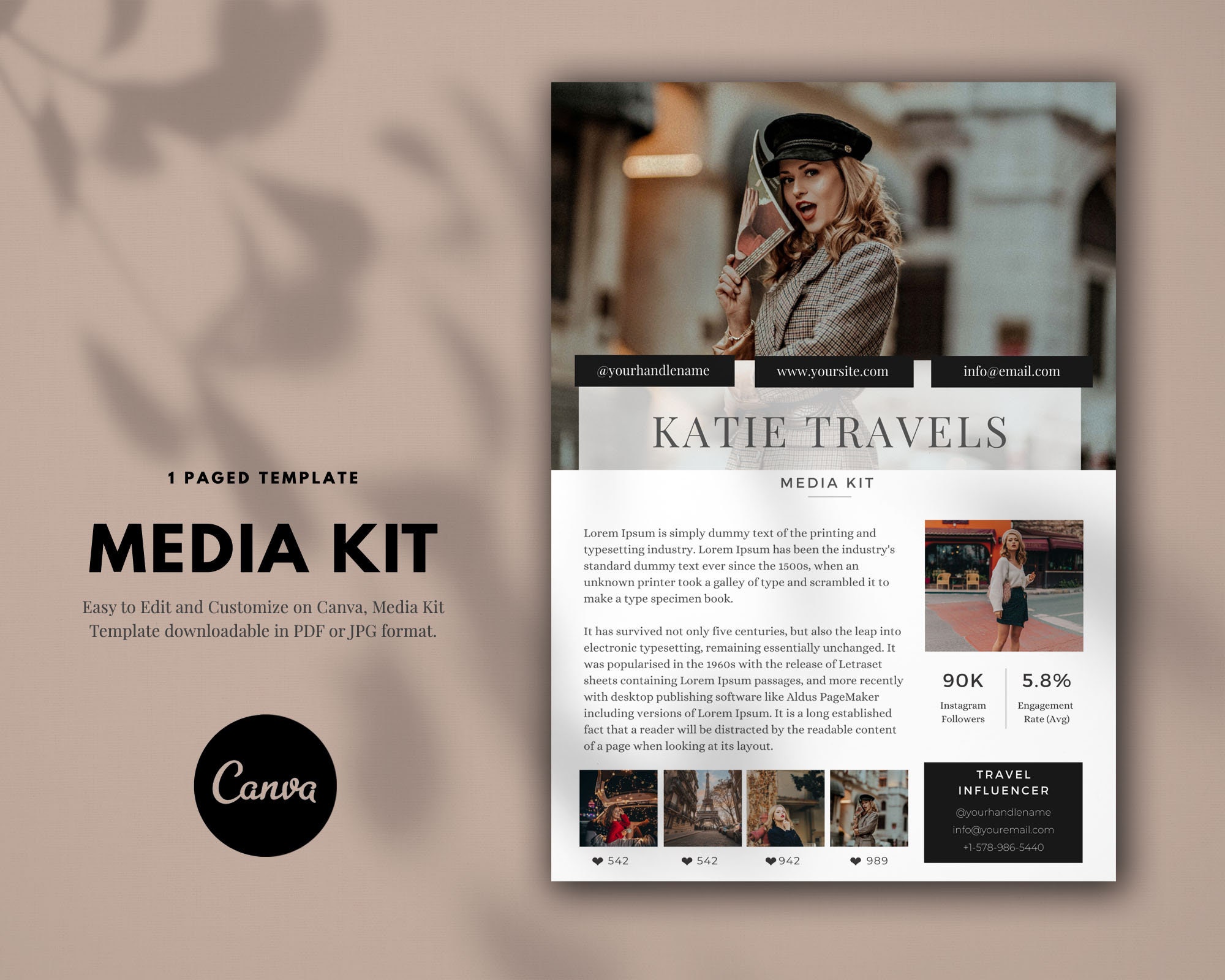 Media Kit Template, Media Kit Canva, Editable Press Kit, Professional ...