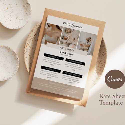 Content Creator Rate Card Price Sheet Canva Template - Etsy