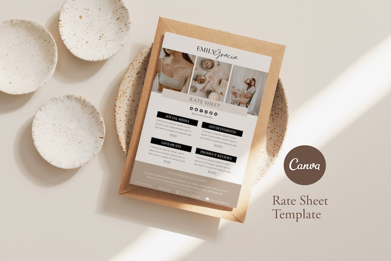 Rate Card, Price Sheet Canva Template, Influencer Rate Card, Media Kit ...