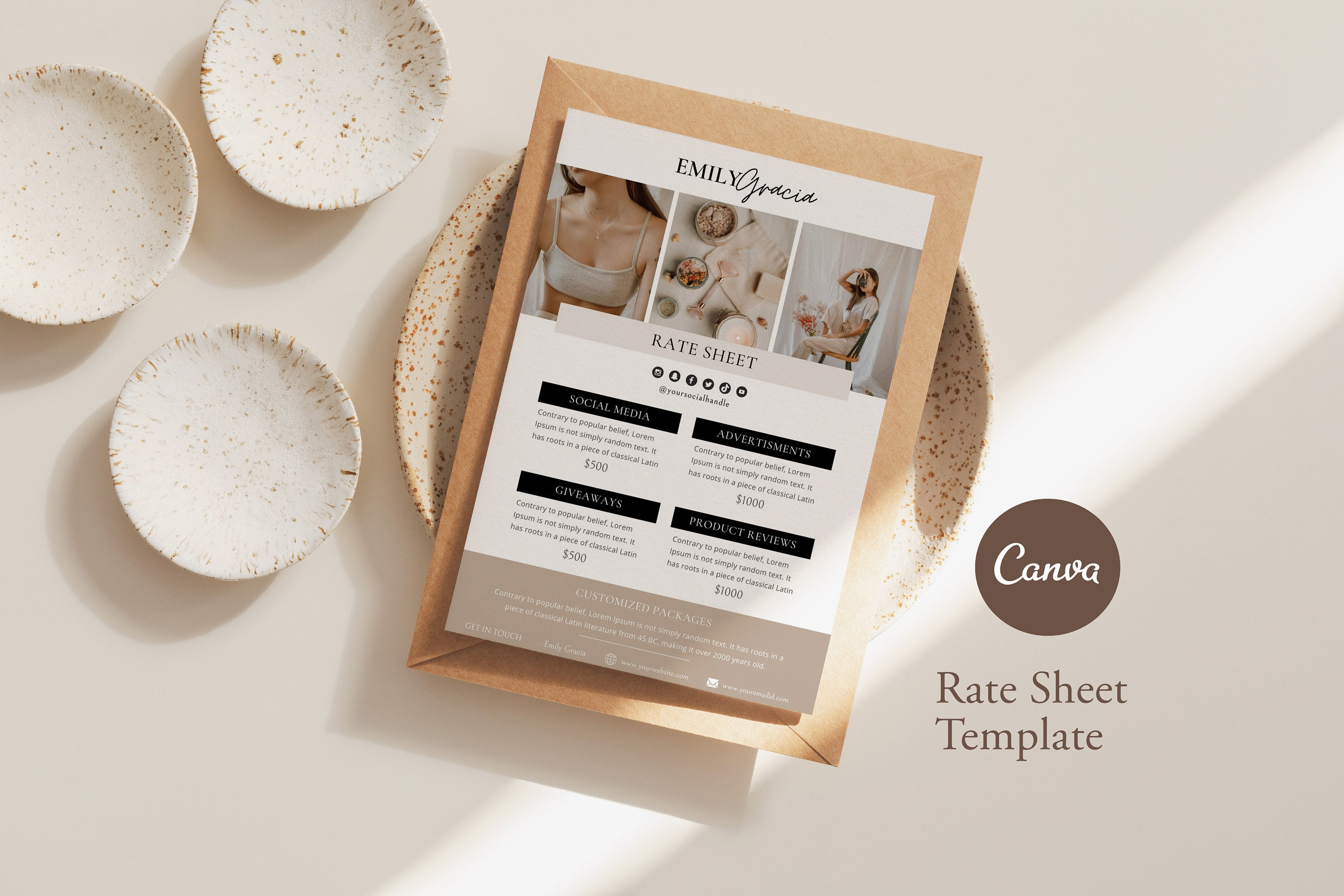 Rate Card, Price Sheet Canva Template, Influencer Rate Card, Media Kit ...