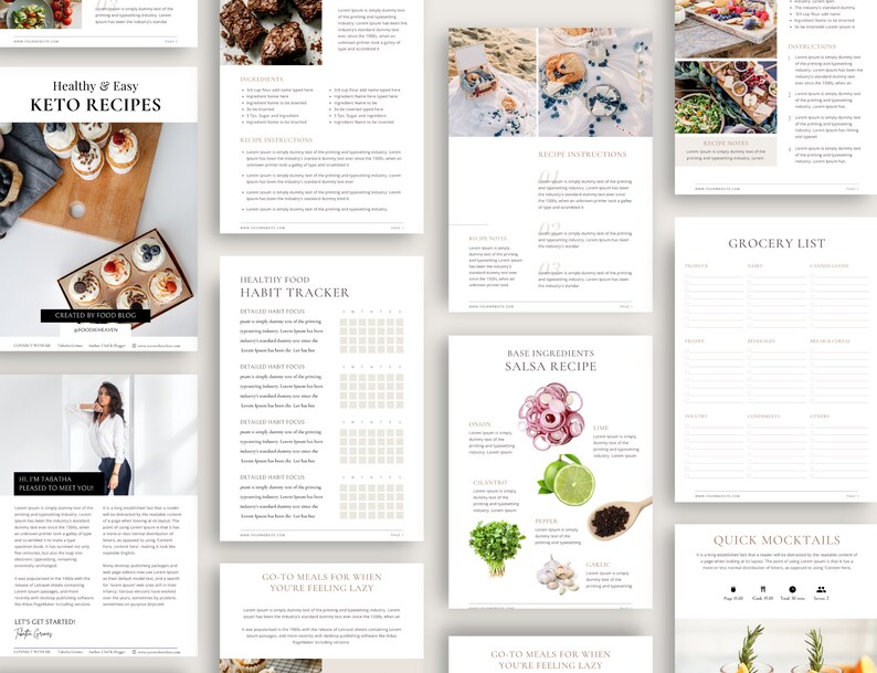 Recipe Cookbook Template, Food Content Creator Canva Template, Editable ...
