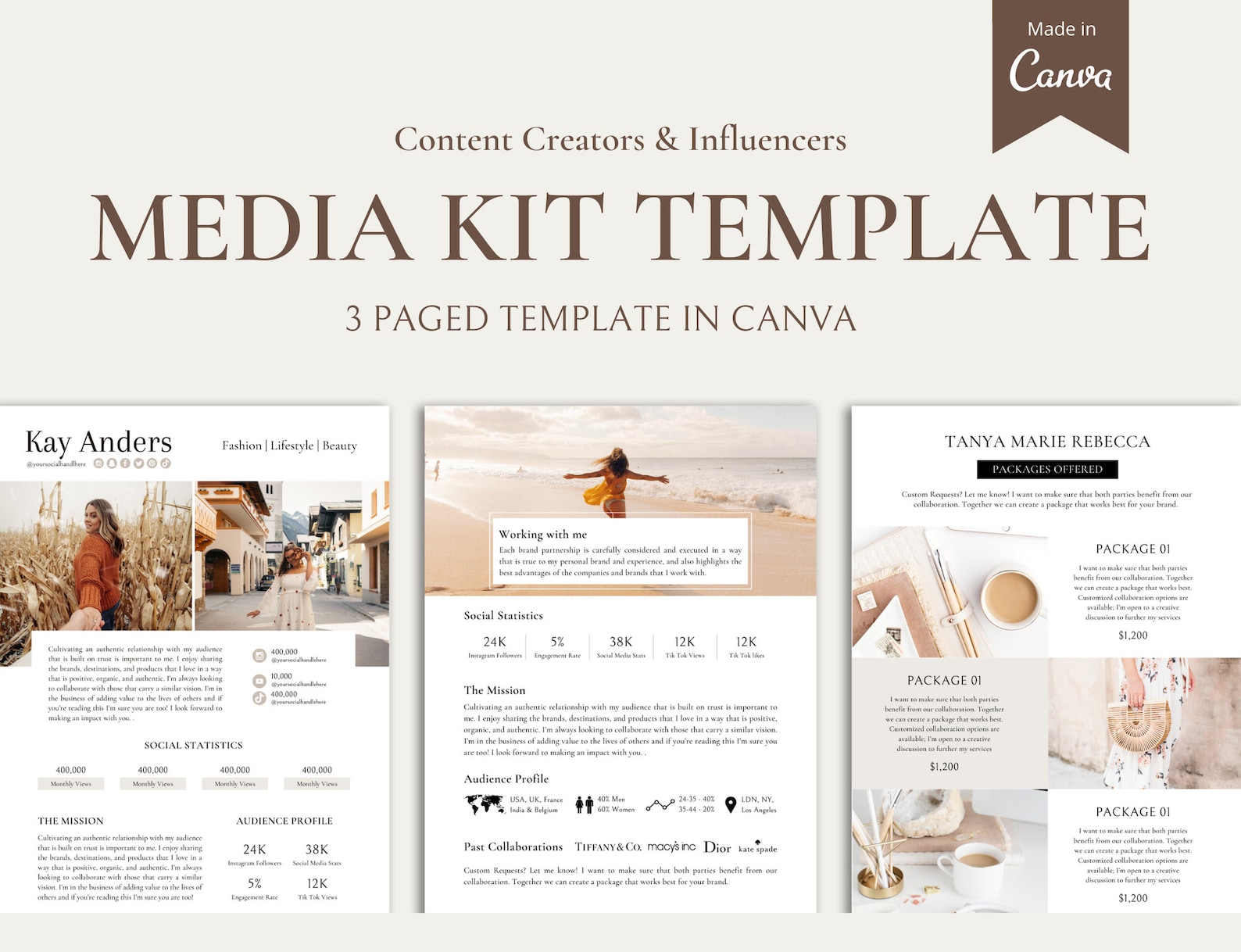 Content Creator Media Kit, Influencer Media Kit Canva Template, Social ...