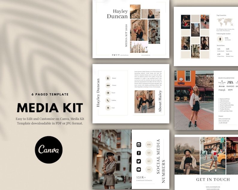 Media Kit Template, Media Kit Canva, Instant Download, Editable Press ...