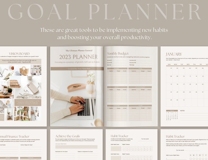 Goal Planning Worksheet, Vision Board 2023, Habit Tracker, Smart Goal ...
