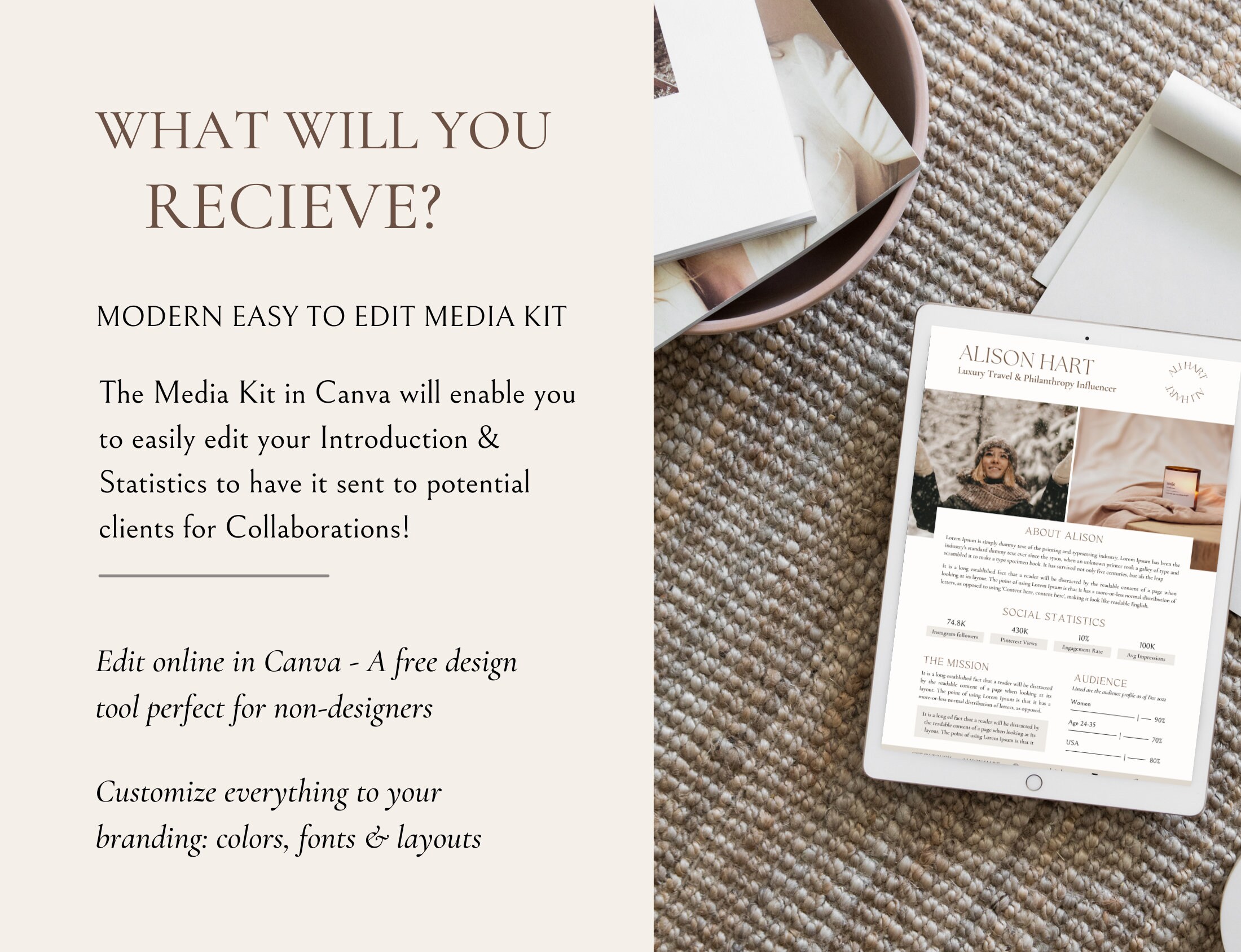 Media Kit Template | Influencer Media Kit | Tik Tok Content Creator ...