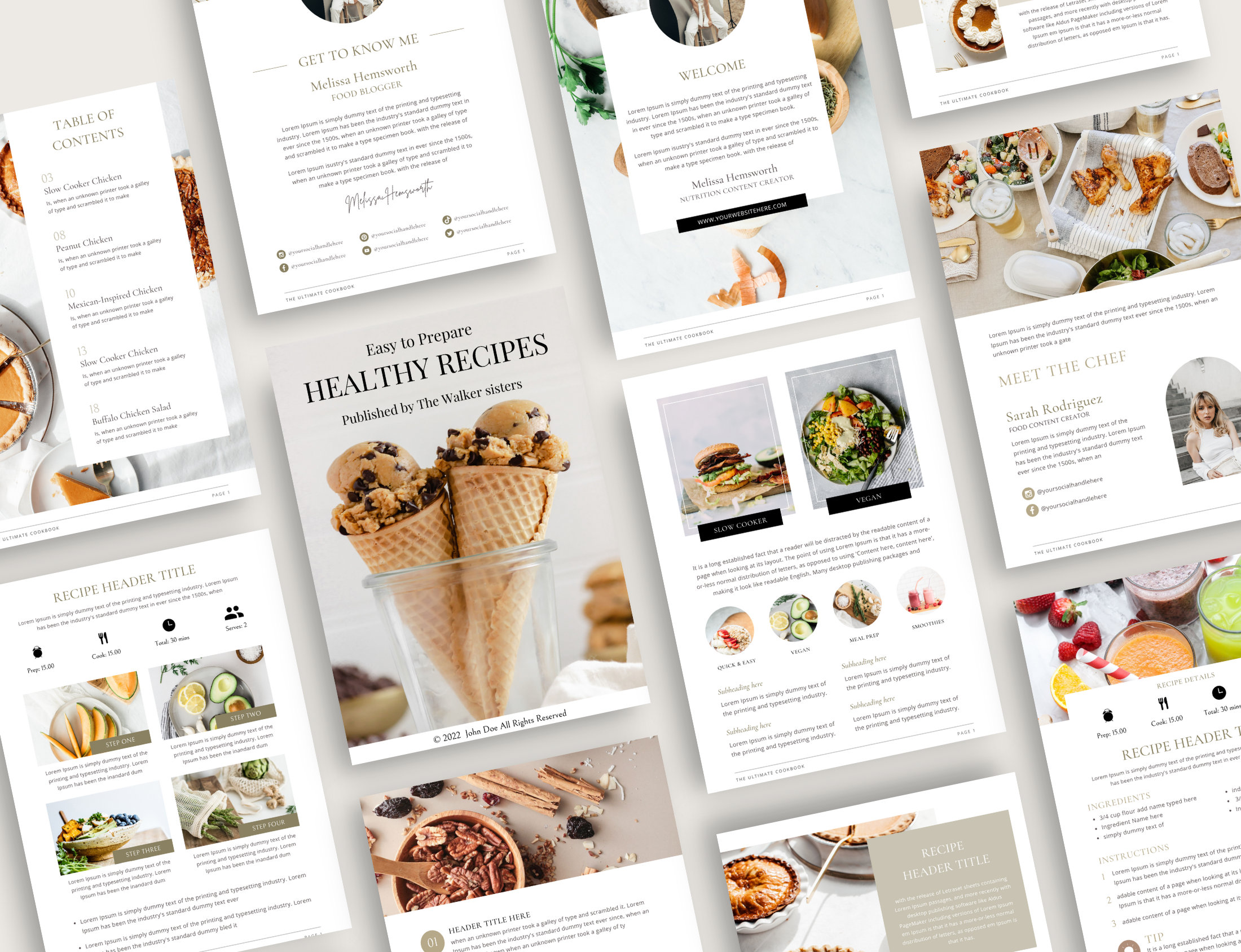 Kochbuch Vorlage, Canva Vorlage, Rezept Design, Food Blogger Ebook ...