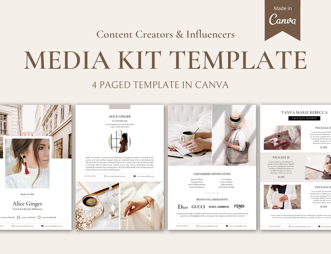 Content Creator Media Kit, Influencer Media Kit Canva Template, Social ...