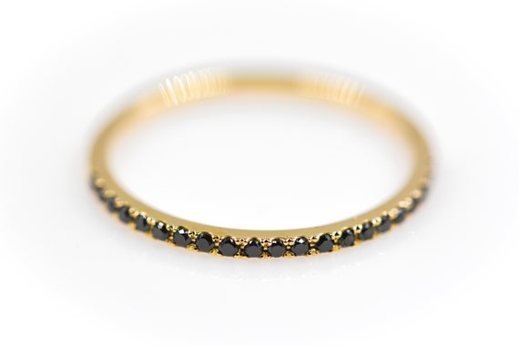 Little Black Ring Half Eternity Ring White Diamond Black | Etsy