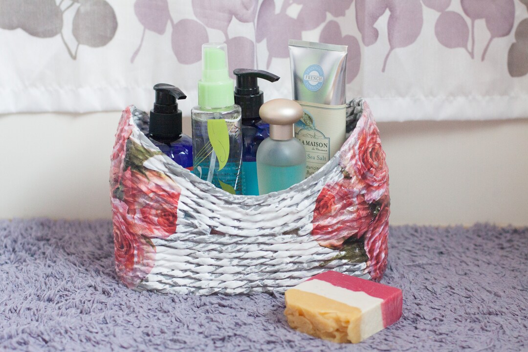 Decorative Wicker Basket Bathroom Storage Organizer Home Decor - Etsy