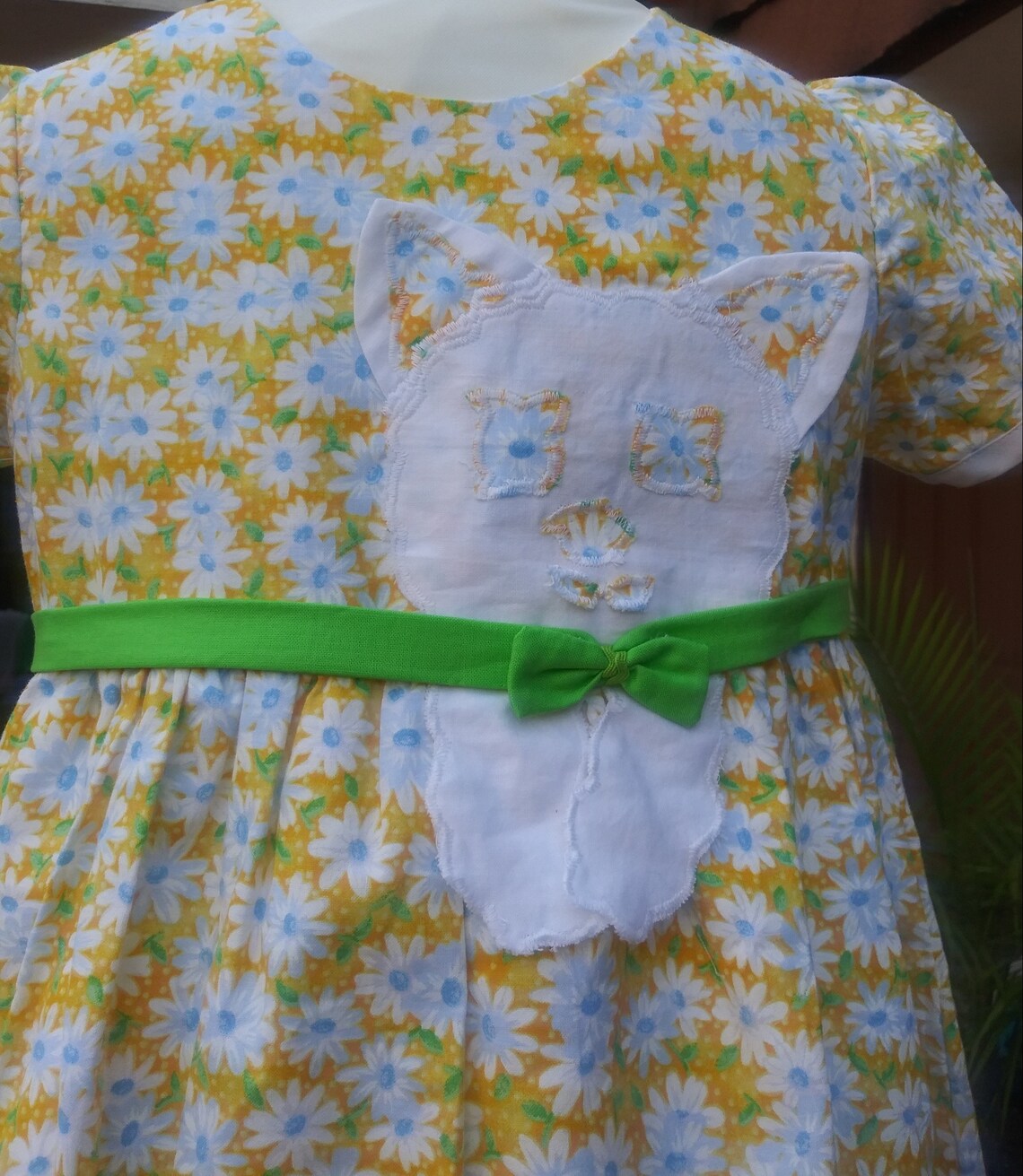 Beautiful Yellow Dress With an Applique of a Cat, for Cat Lovers - Etsy