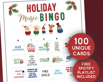 100 Christmas Carol Bingo Cards Printable Game for Kids and Adults ...