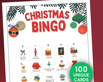 100 Christmas Carol Bingo Cards Printable Game for Kids and Adults ...
