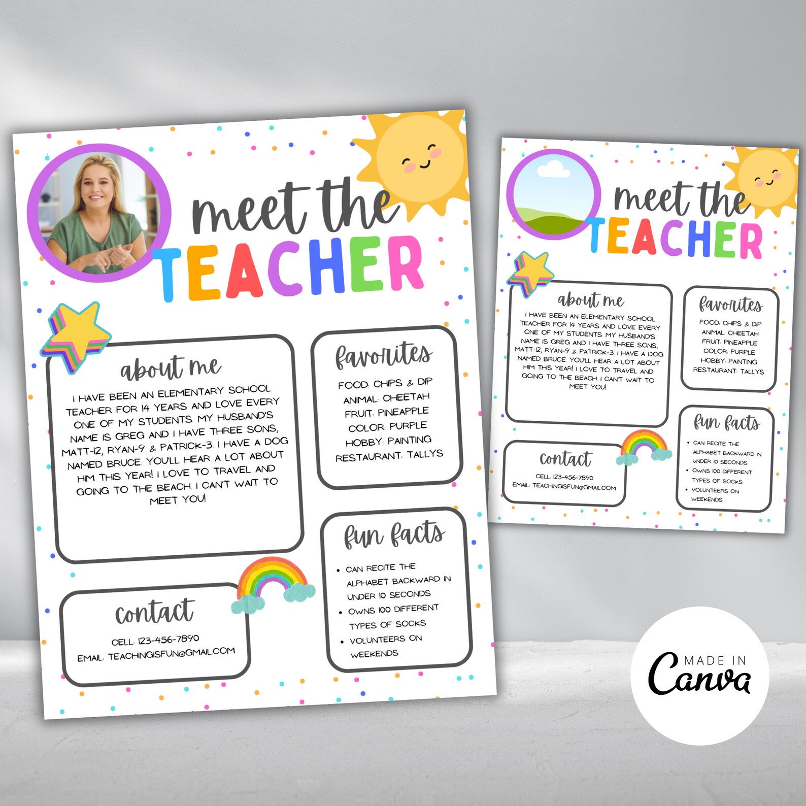 Retro Rainbow Meet the Teacher Template, Meet the Teacher Editable ...