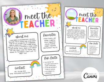 Retro Rainbow Meet the Teacher Template, Meet the Teacher Editable ...