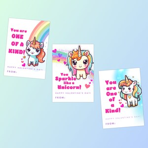 Printable Unicorn Valentine Cards Classroom Valentines Valentine ...