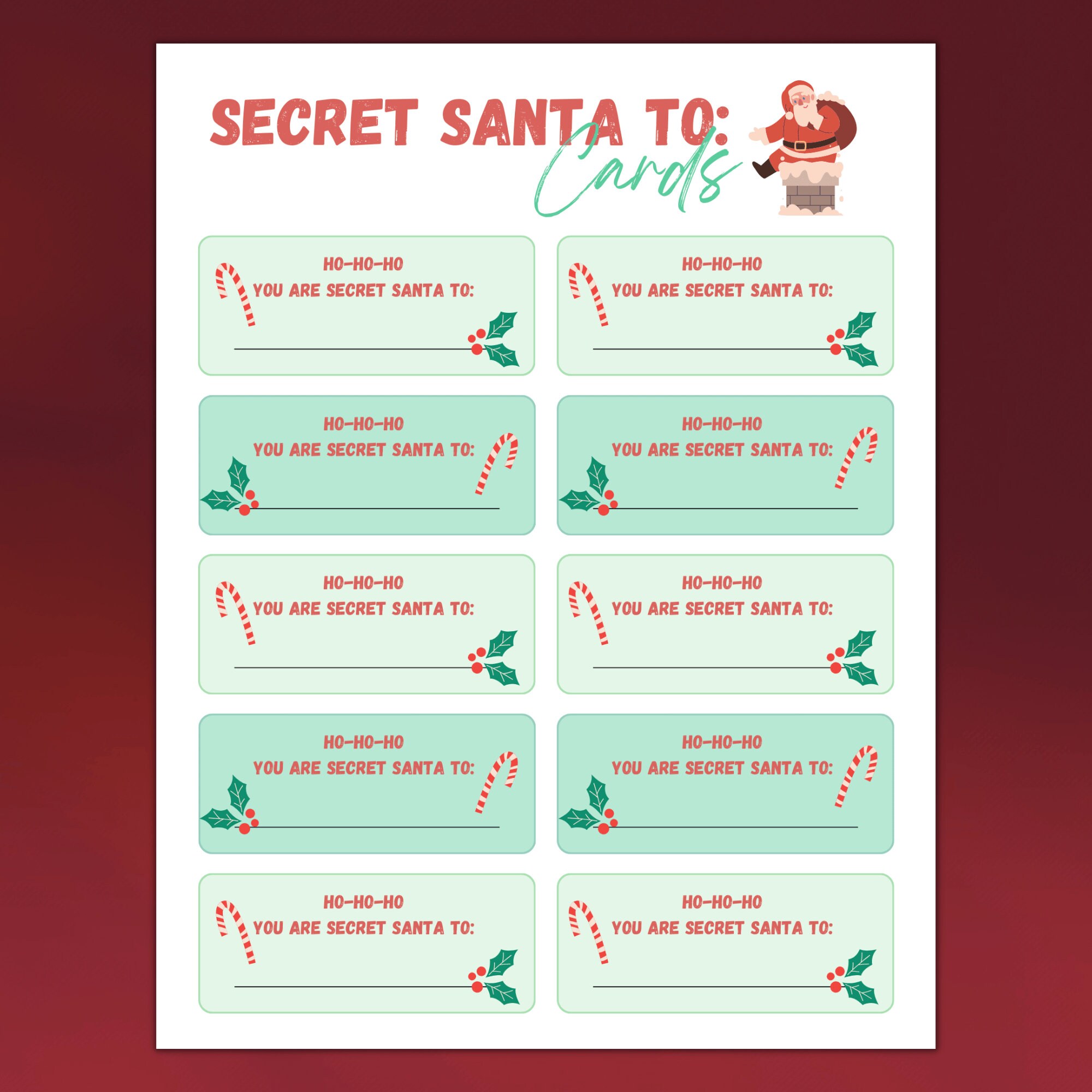 Secret Santa Questionnaire Fillable PDF AND Sign up Sheet Printable for ...