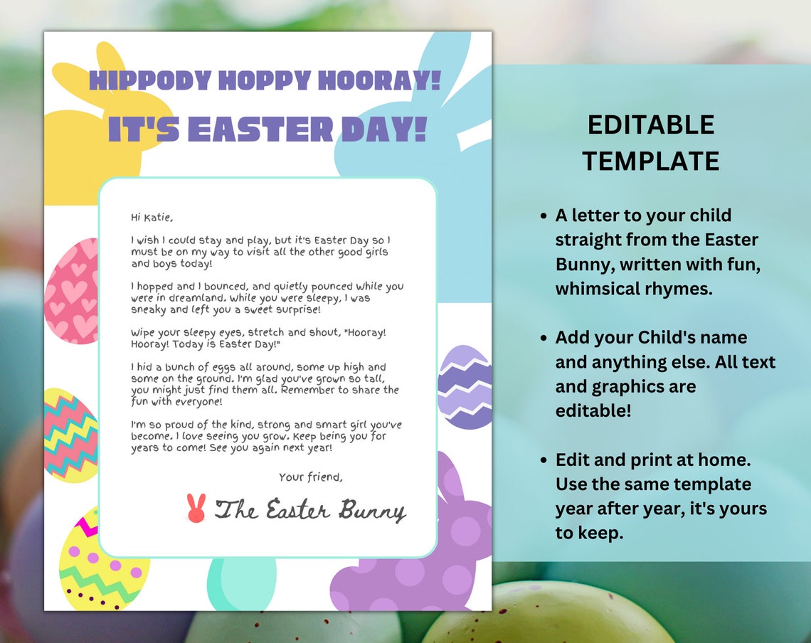 Editable Easter Bunny Letter Template Easter Bunny Letter to - Etsy