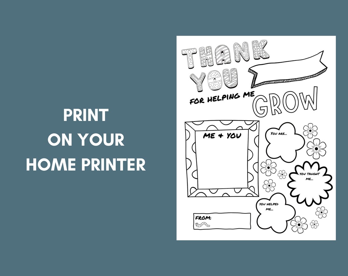 Teacher Appreciation Printable Coloring Page, End of Year Teacher Gift ...