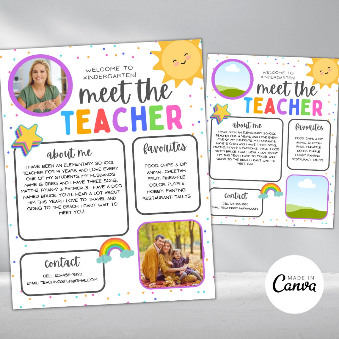 Retro Rainbow Meet the Teacher Template, Meet the Teacher Editable ...