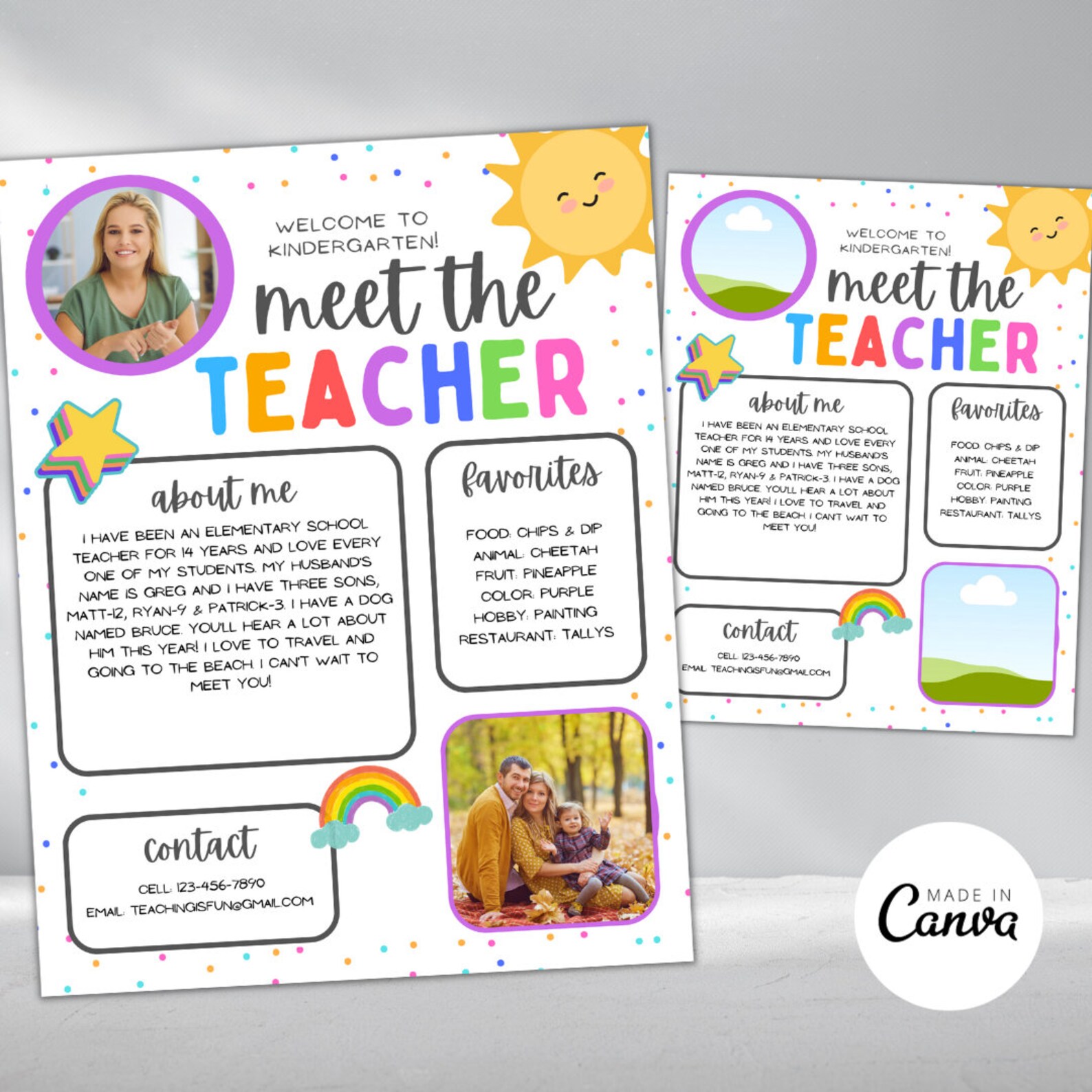 Retro Rainbow Meet the Teacher Template, Meet the Teacher Editable ...