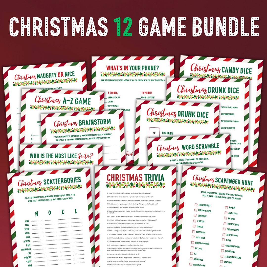 Christmas Trivia Party Game BUNDLE Printable | Office Party Game ...