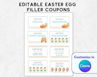 Editable Easter Egg Coupons, Easter Coupon Book, Egg Fillers for Kids ...