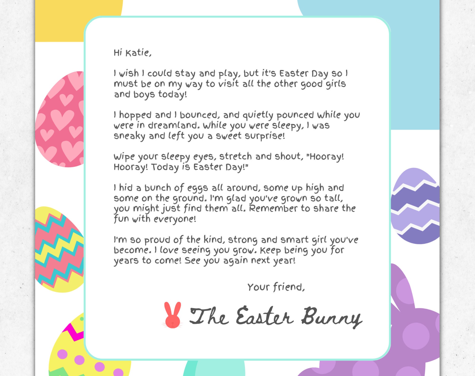 Editable Easter Bunny Letter Template, Easter Bunny Letter to Child ...