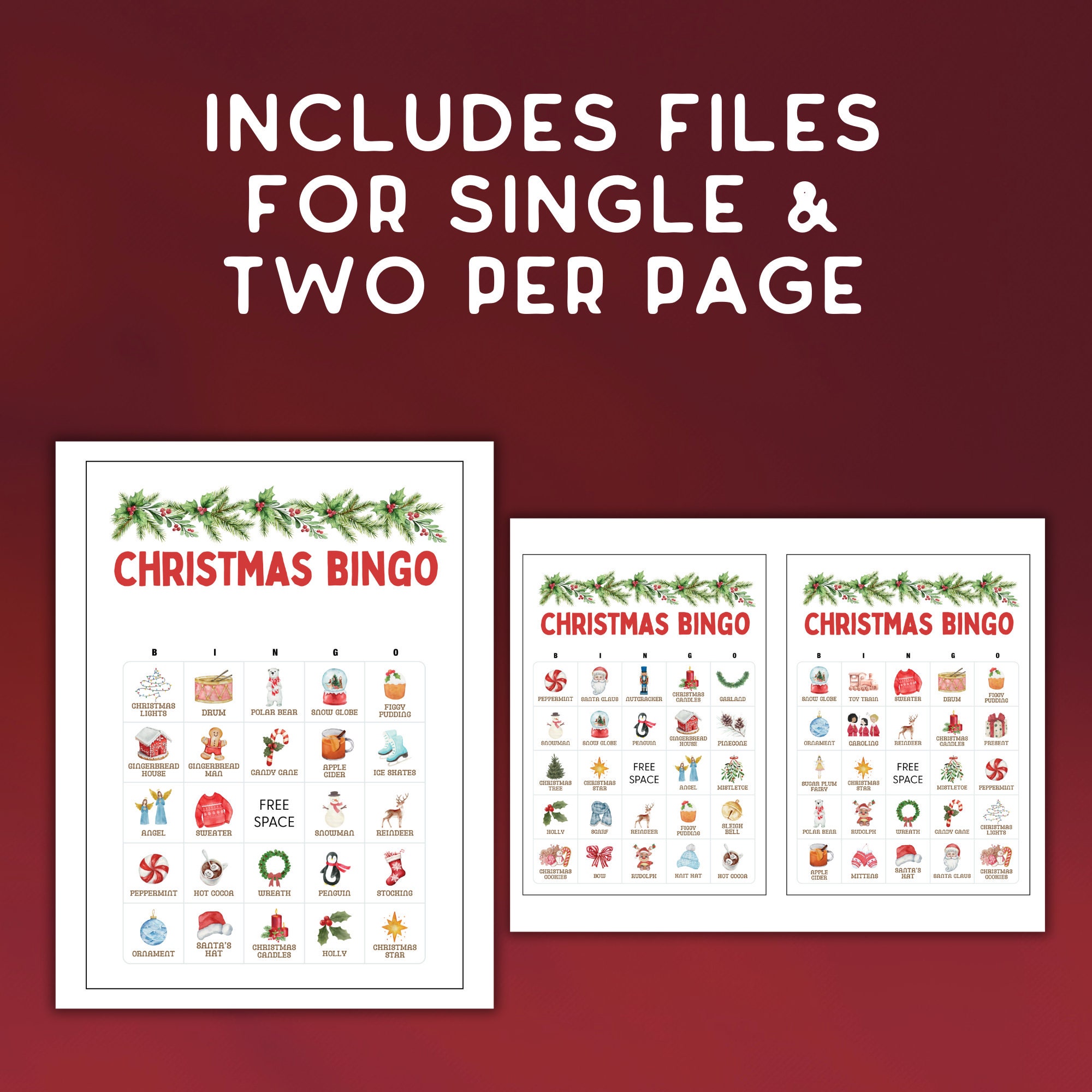 100 Christmas Bingo Cards Printable Game for Kids and Adults, Christmas ...